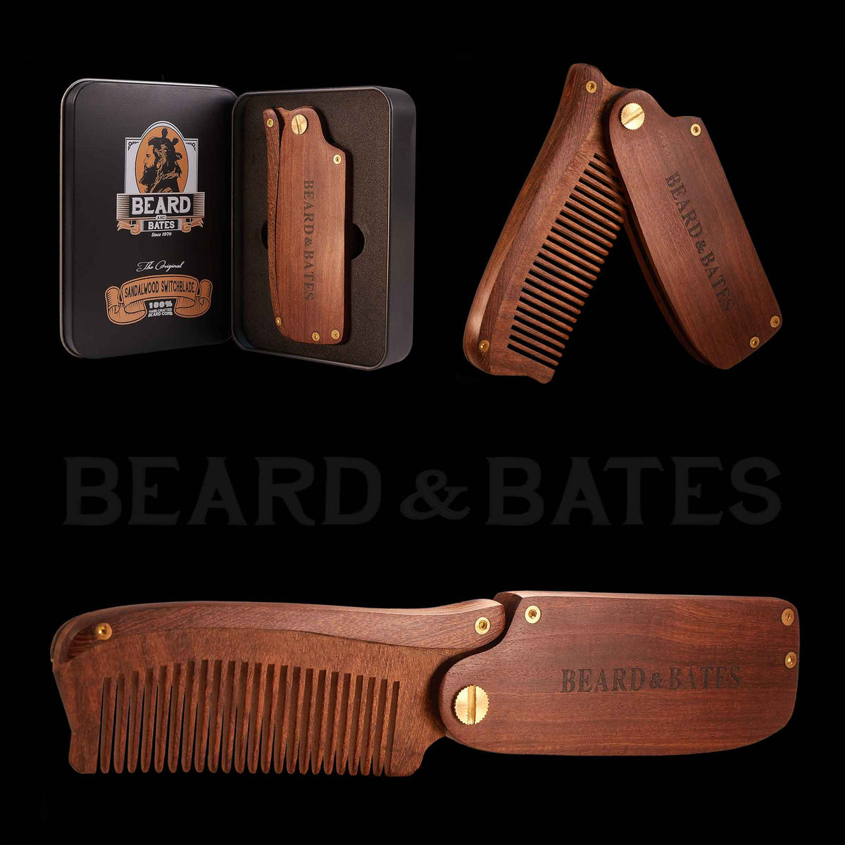 Sandalwood Switchblade Beard Comb – Red Bison Home
